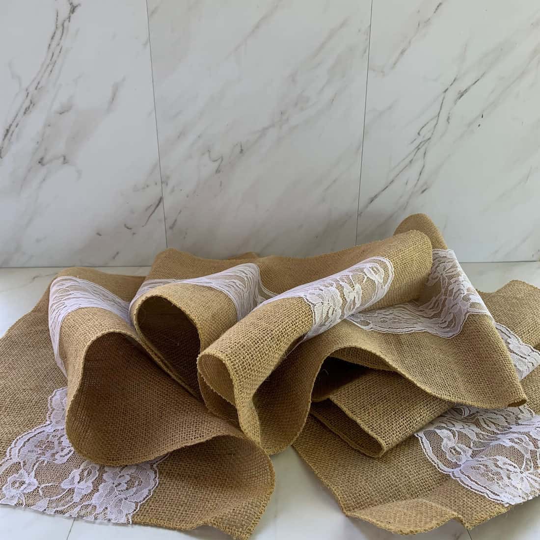 Lace Burlap Table Runner - Fresh Flowers by Anna